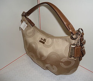 COACH MADISON DOTTED KHAKI HOBO 15929 - Azurebagz