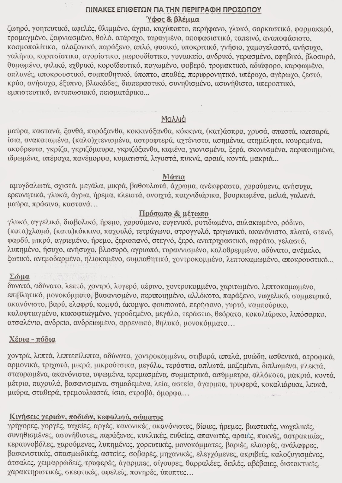 ΧΑΡΟΥΜΕΝΑ ΠΑΙΔΙΑ: ΠΕΡΙΓΡΑΦΗ ΠΡΟΣΩΠΟΥ (ΠΑΡΑΓΩΓΗ ΓΡΑΠΤΟΥ ΛΟΓΟΥ)