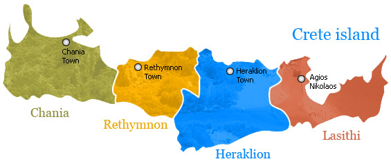 Map of Crete Province Area | Map of Greece Regional Political Province
