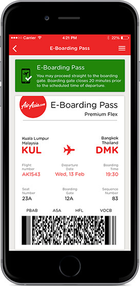 Airasia 推出e Boarding Pass,只需保存在手机就能登机!