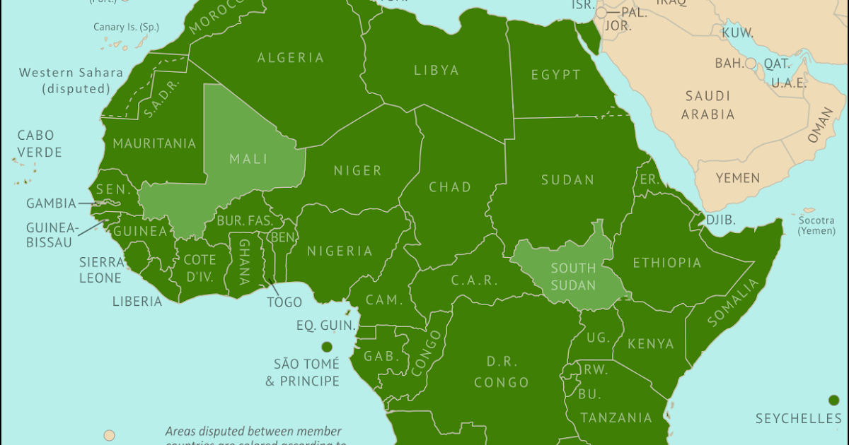 African Union Map Update: Mali & South Sudan Suspended, Sudan ...