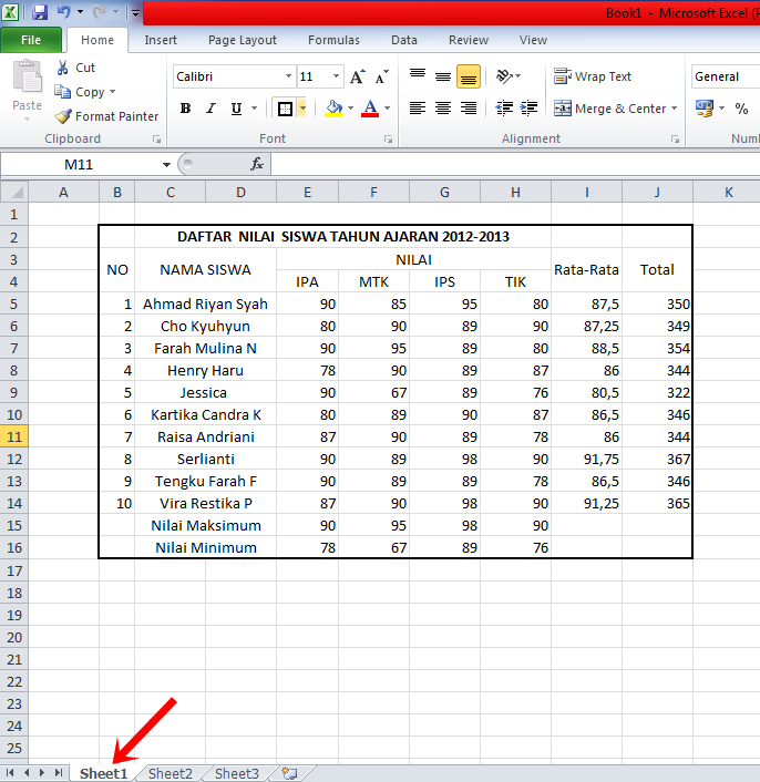 CARA MEMBUAT TABEL NILAI DI RAPORT: Cara Membuat Tabel Nilai di Raport
