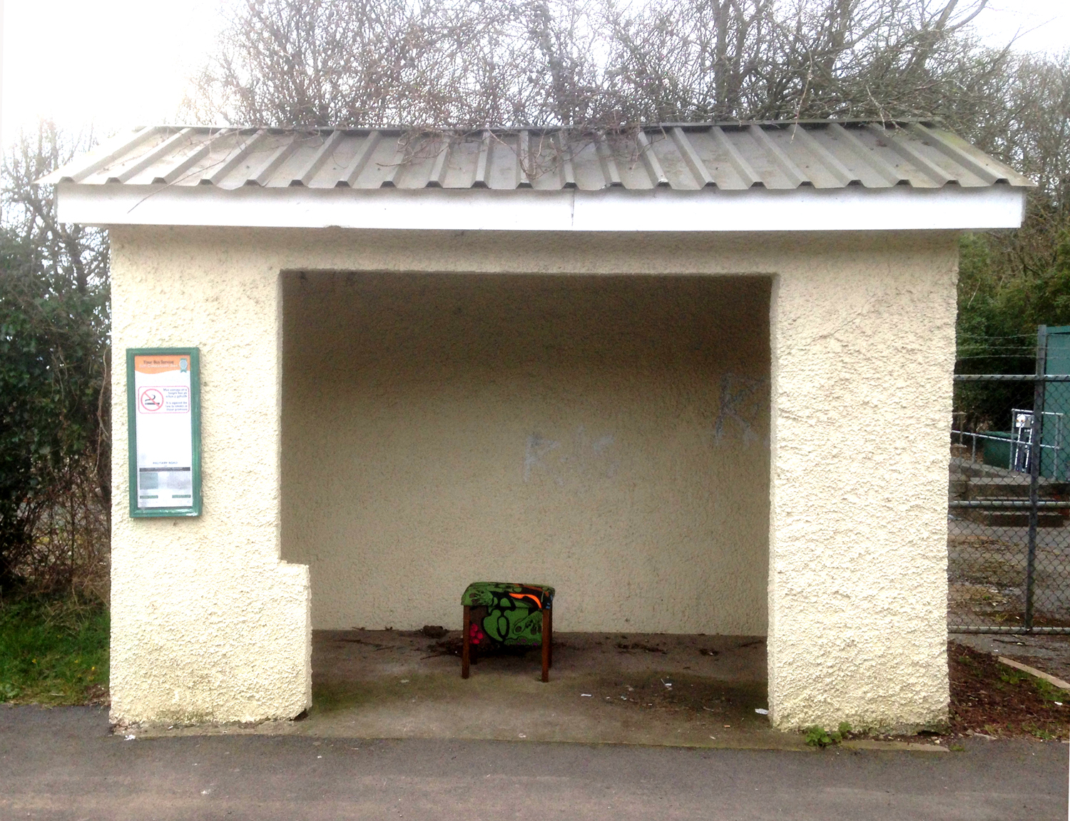 Mick Sheridan Upholstery: Bus Stop Stool at Neyland, Pembrokeshire.