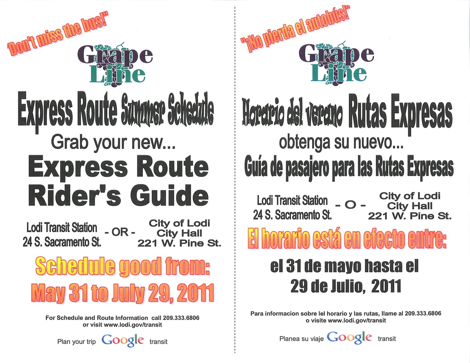 LODI blog: Express Route - SUMMER SCHEDULE CHANGE