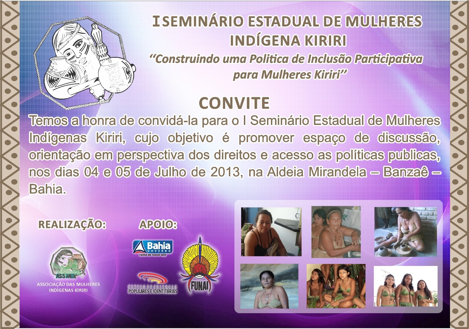 Povo Indigena Kiriri Convite Para Seminário De Mulheres Indígenas Kiriri