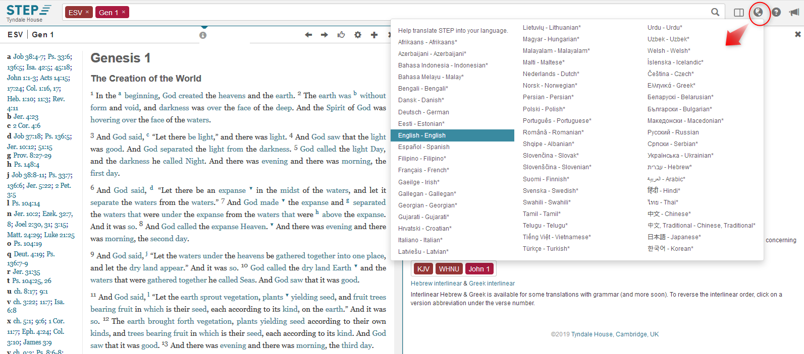 STEPBible User Guide: Setting your Language