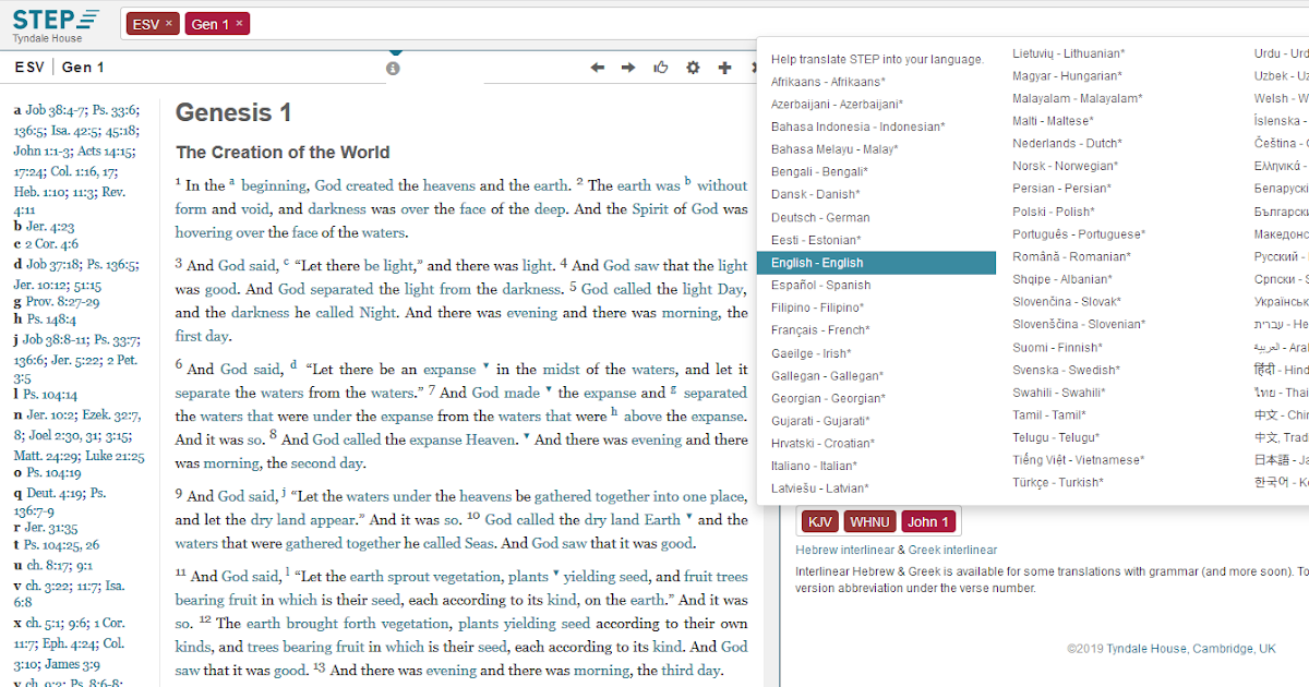 STEPBible User Guide: Setting your Language