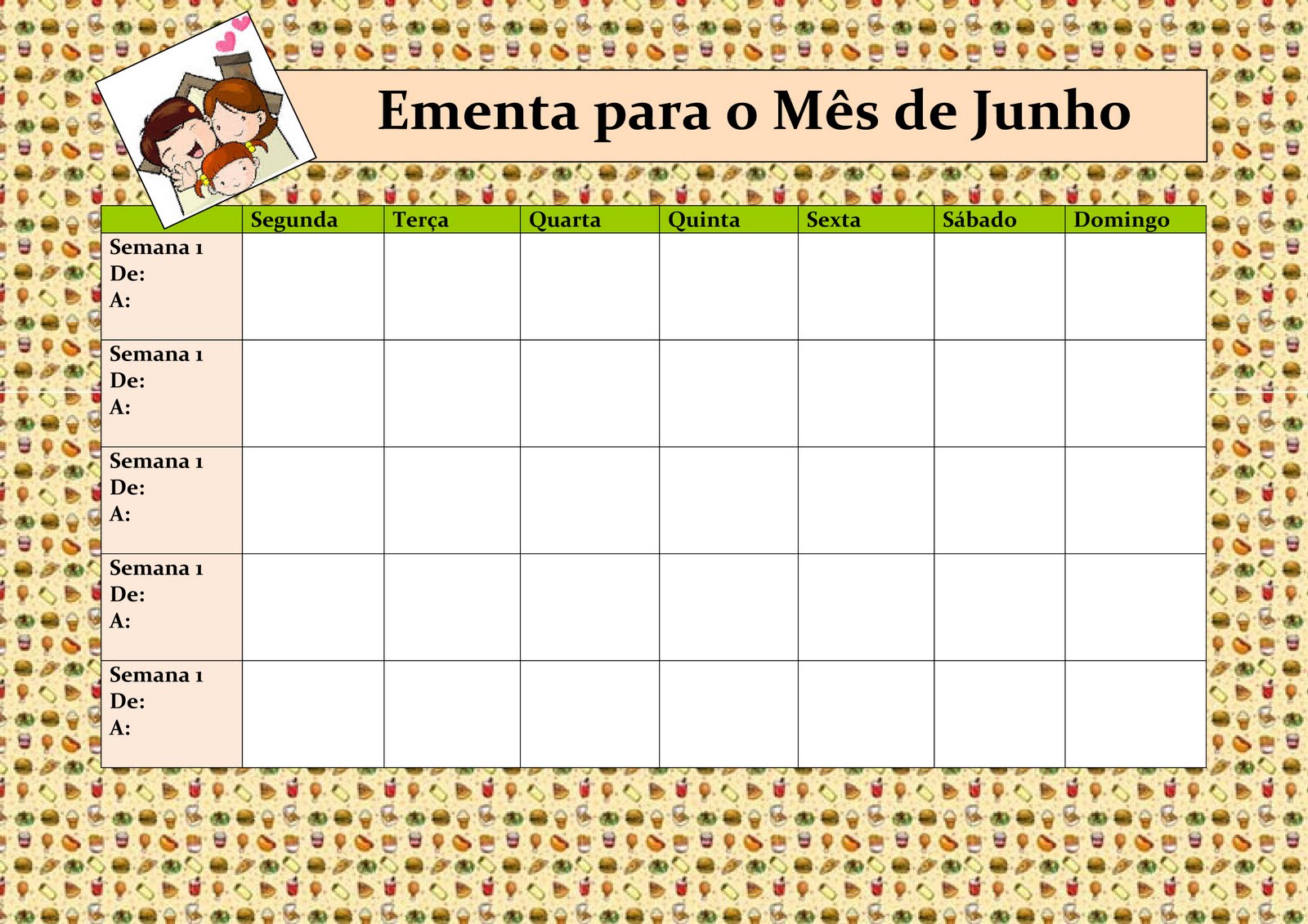 Coisas da MOM: Menu mensal