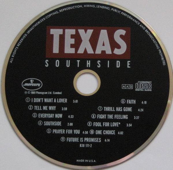 EL LADO ILUMINADO: TEXAS - SOUTHSIDE 1989 MERCURY CD ALBUM