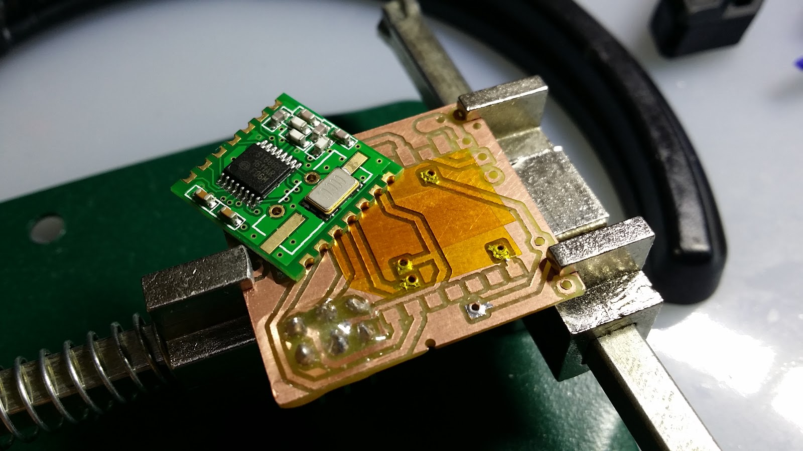 Oz for us: Using PCB rivets vias for homemade double sided PCB