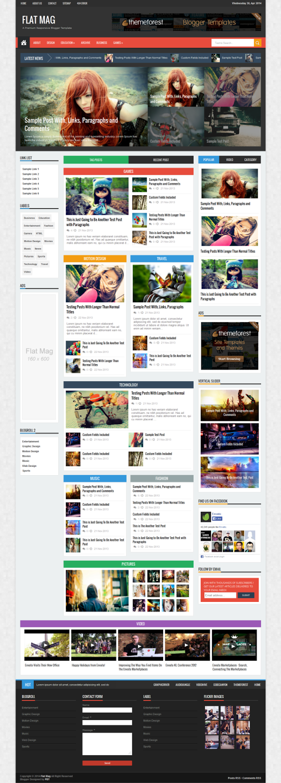 Flat Mag - Responsive Magazine Blogger Template