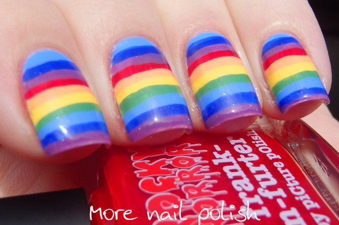 Horizontal rainbow stripes ~ More Nail Polish