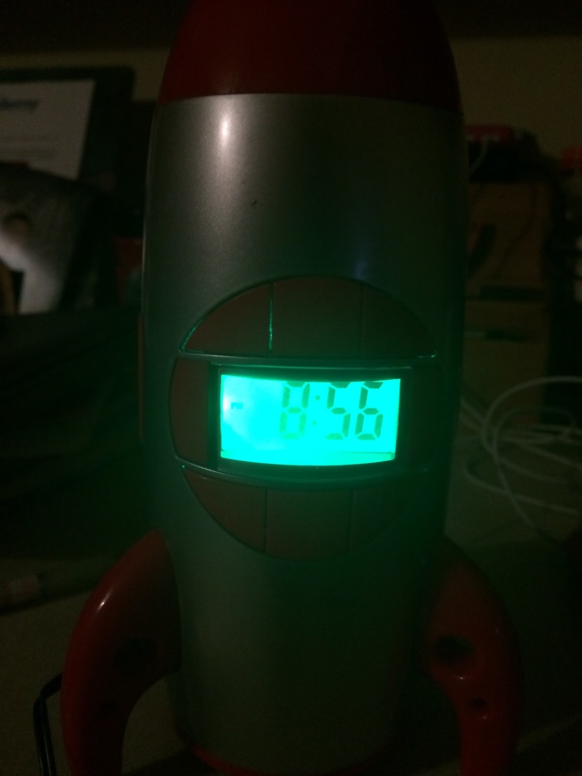 Fly to the moon on the Big Red Rooster Rocket Ship Projection Alarm ...