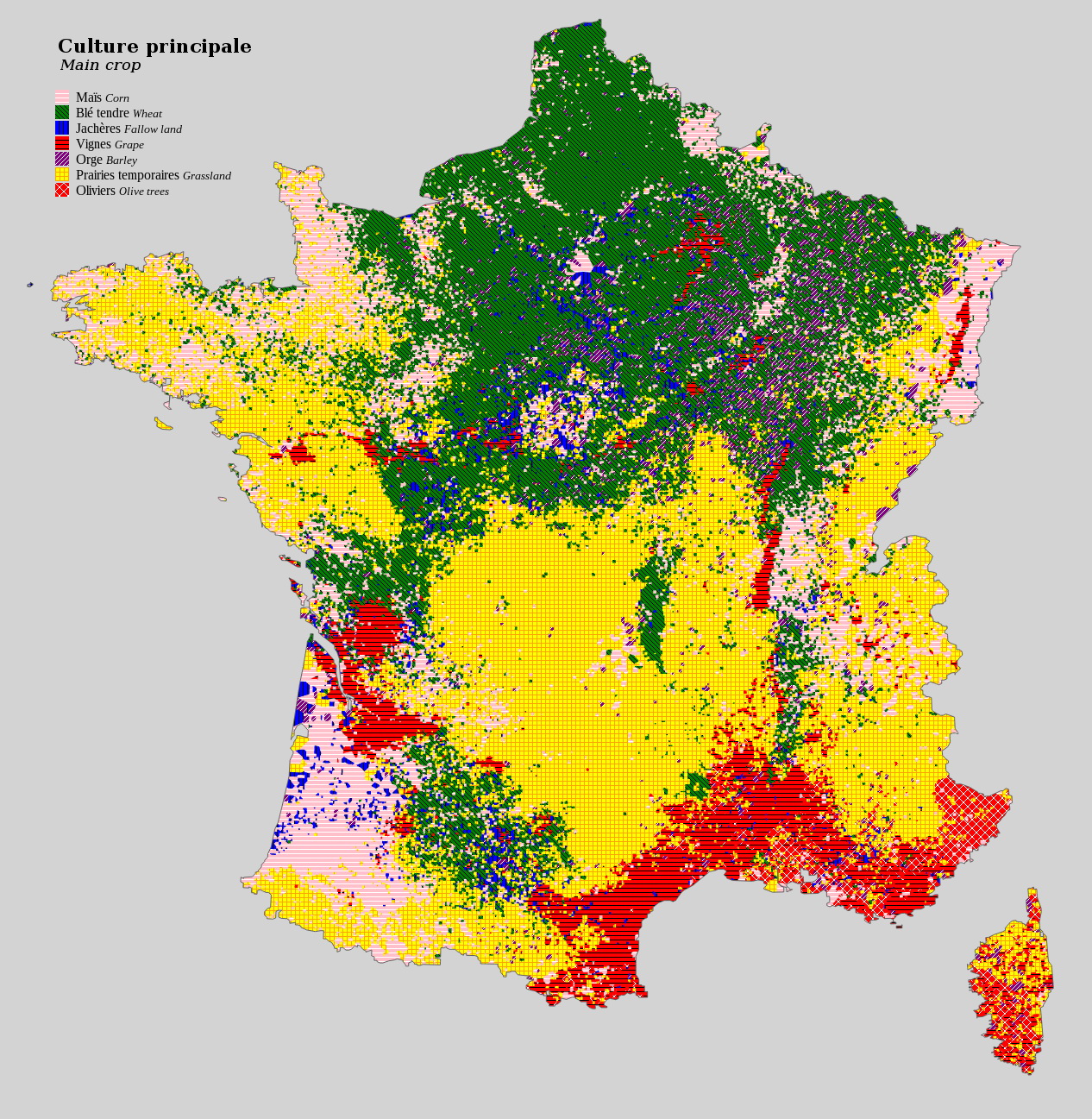 Agricultural land use in France - Vivid Maps