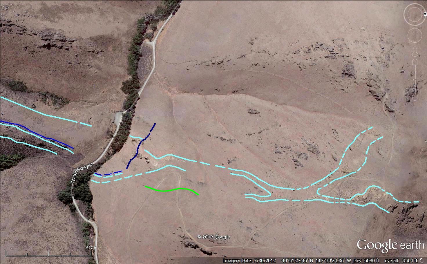 Looking For Detachment: Crude Map of Some Porphyry Dikes in Water Canyon