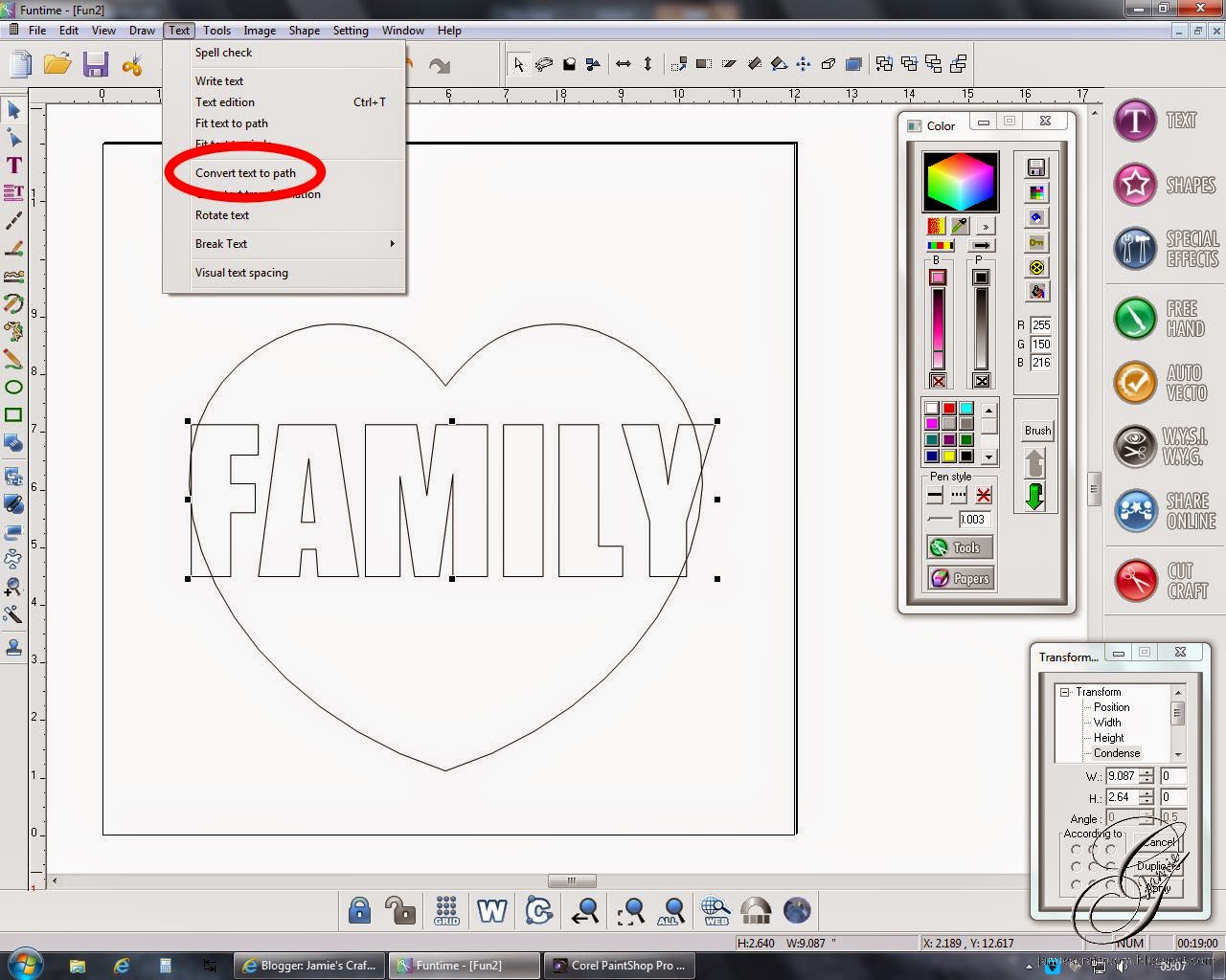 Jamie's Craft Room: Putting Words into a Shape Tutorial