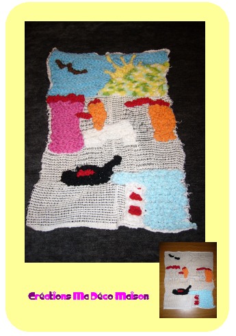 Tableau paysage en laine à crochet ça avance | Créations Ma Déco Maison