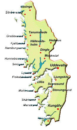 Karta över Bohuslän Regionen | Karta över Sverige, Geografisk, Fysisk ...