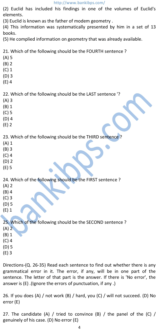 English Questions For Bank PO Exams English Questions For Bank PO Exams