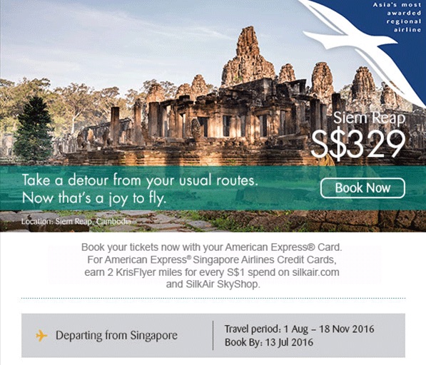 SilkAir American Express® Promotion: Enjoy fares as low as S$169 on ...
