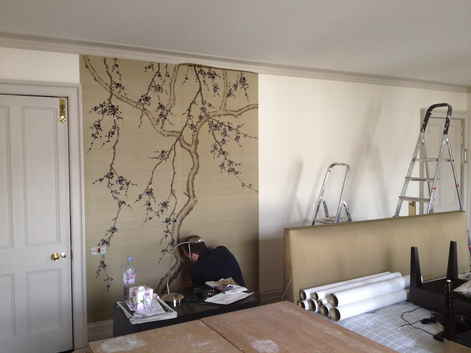Meads Decorating: Hanging Fromental hand embroidered silk wallpaper