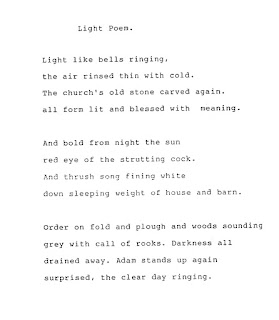 PAUL COLTMAN'S POEMS: LIGHT POEM