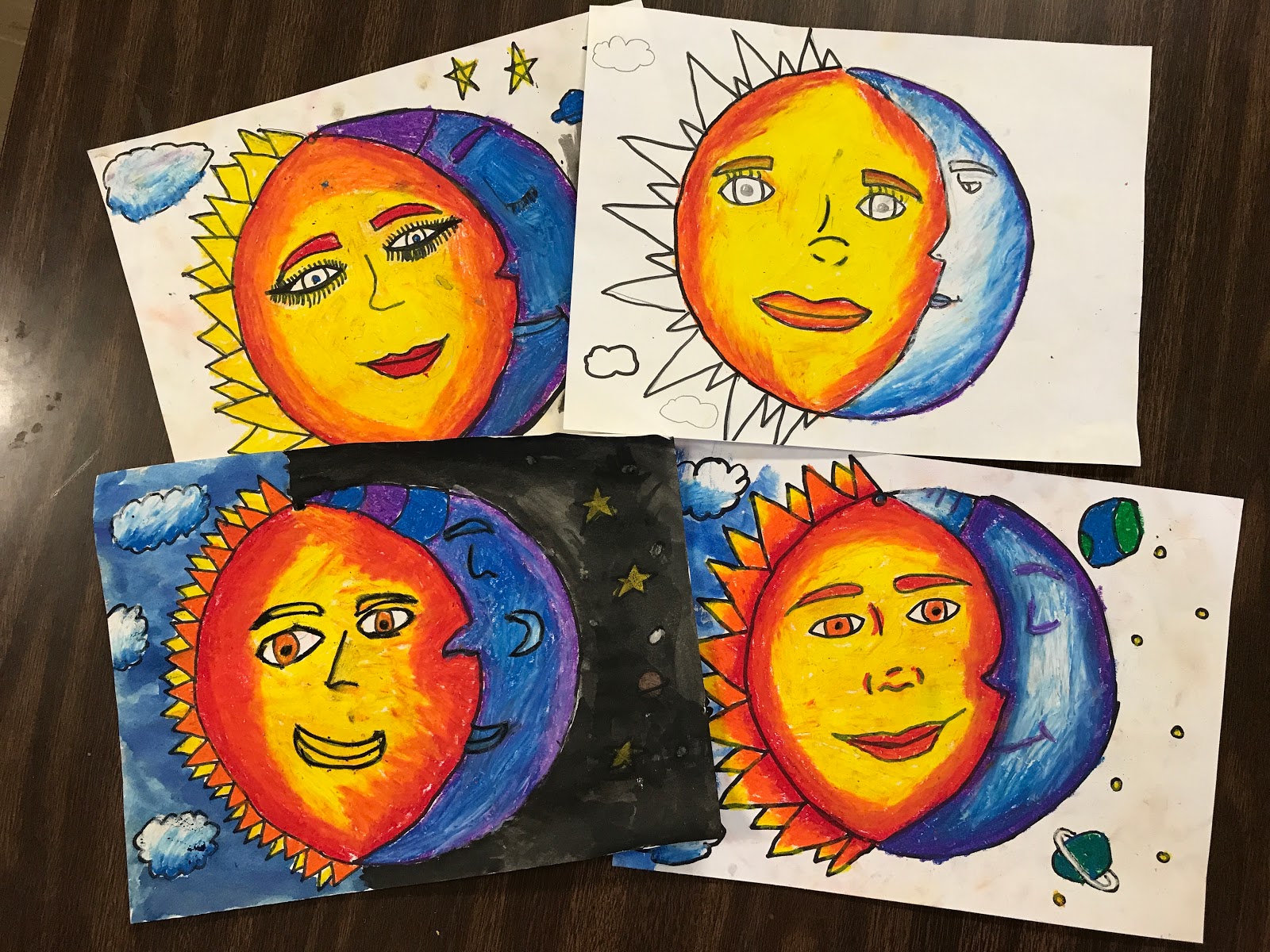 Elements of the Art Room: 4th Grade Eclipse inspired Suns & Moons!