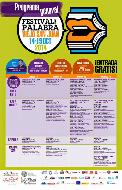 Programa de actividades durante el Festival de la Palabra 2014