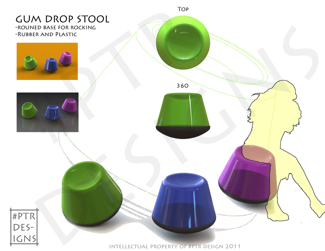 PTR Design, Racing and Travels: v4 24 phase 2: Gum Drop Stools