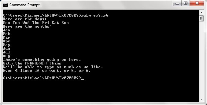 TESTHEAD: Exercise 7, 8, 9: Lots More Printing: Learn Ruby The Hard Way ... TESTHEAD: Exercise 7, 8, 9: Lots More Printing: Learn Ruby The Hard Way ...