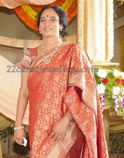 Krishnam Raju wife in Pearls Long Chain - Jewellery Designs