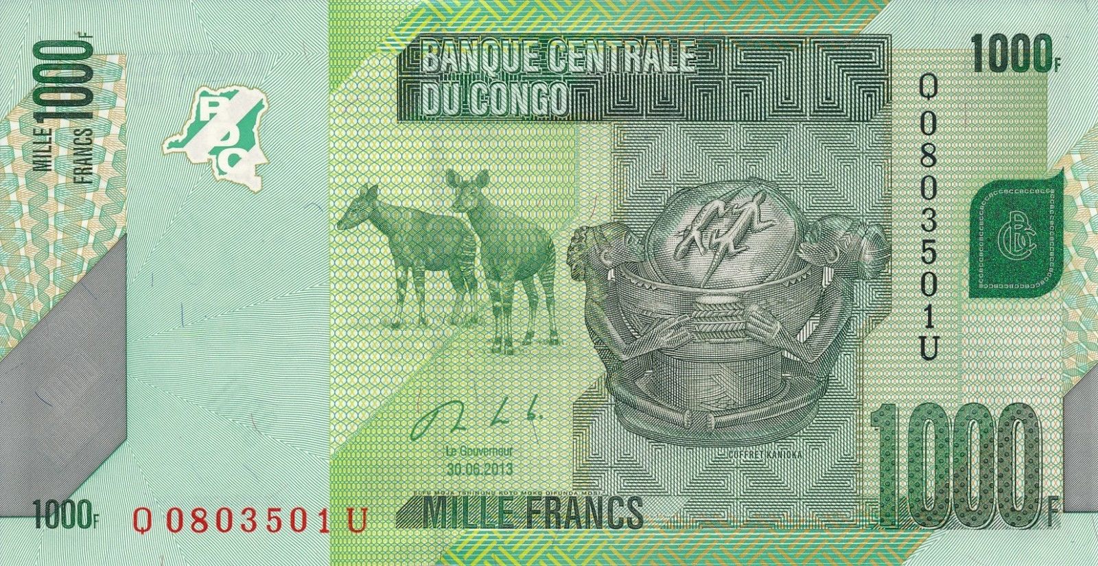 Congo Democratic Republic 1000 Congolese francs banknote 2013|World ...