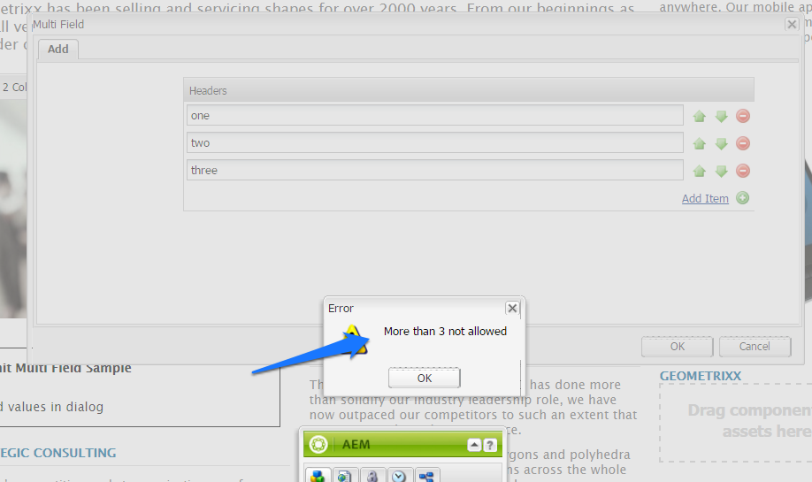 Experiencing Adobe Experience Manager Aem Cq Aem 61 Classic Ui Limit Multifield Widget