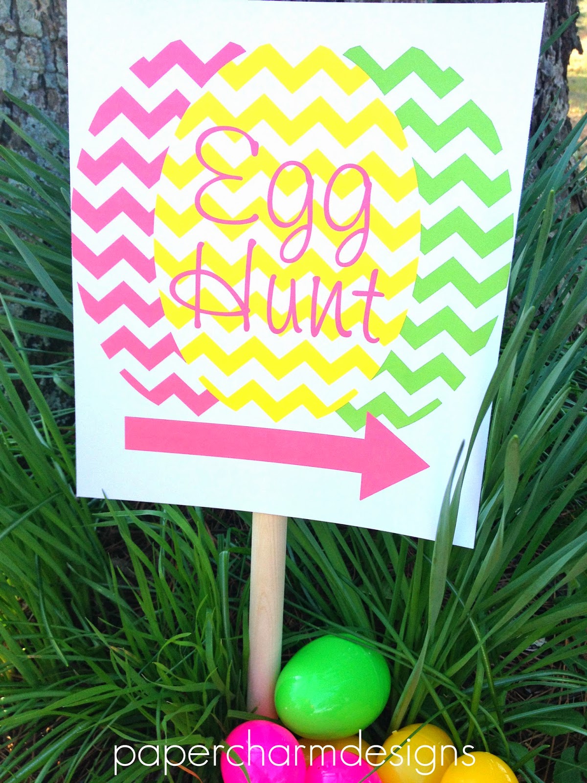 PaperCharm: Printable Chevron Egg Hunt Sign