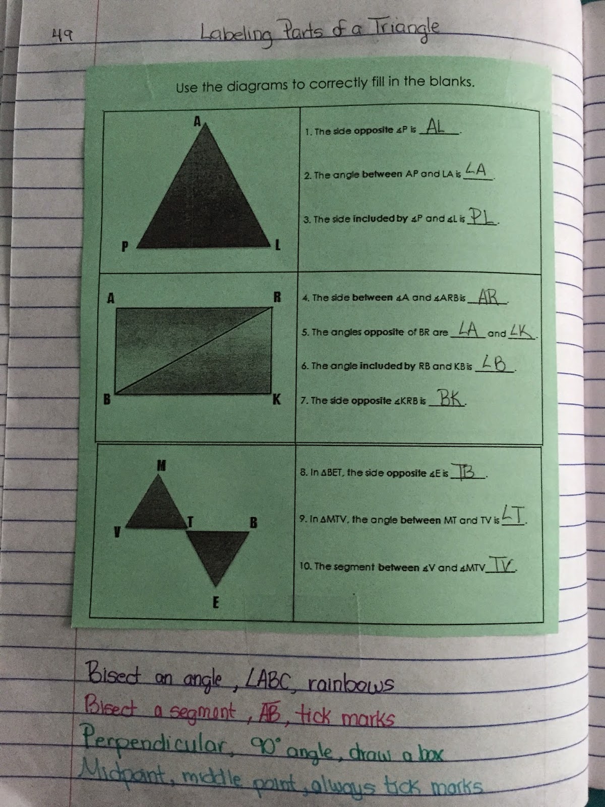 misscalcul8: Geometry Unit 4: Triangles Interactive Notebook