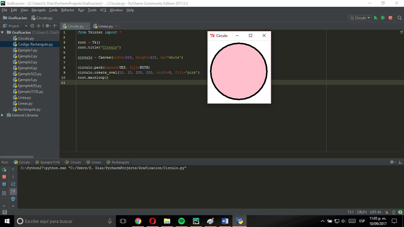 Programas en Python (PyCharm).