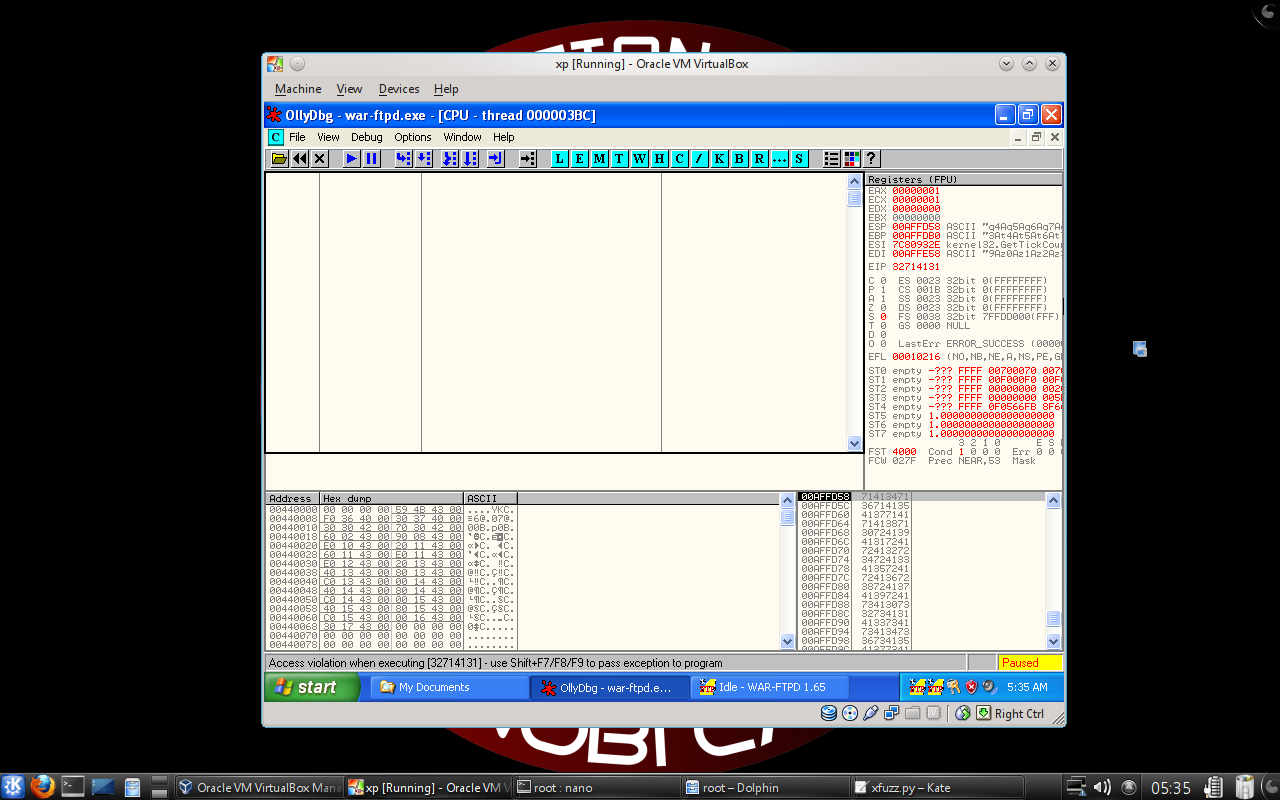 TRY HARDER: Exploit WarFTP (Fuzzing Method) Buffer Overflow
