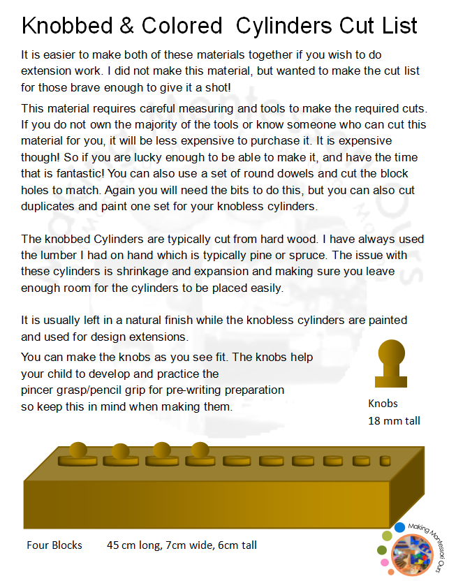 Montessori Cylinder Work & FREE DIY Cut List!! - "Making Montessori Ours"