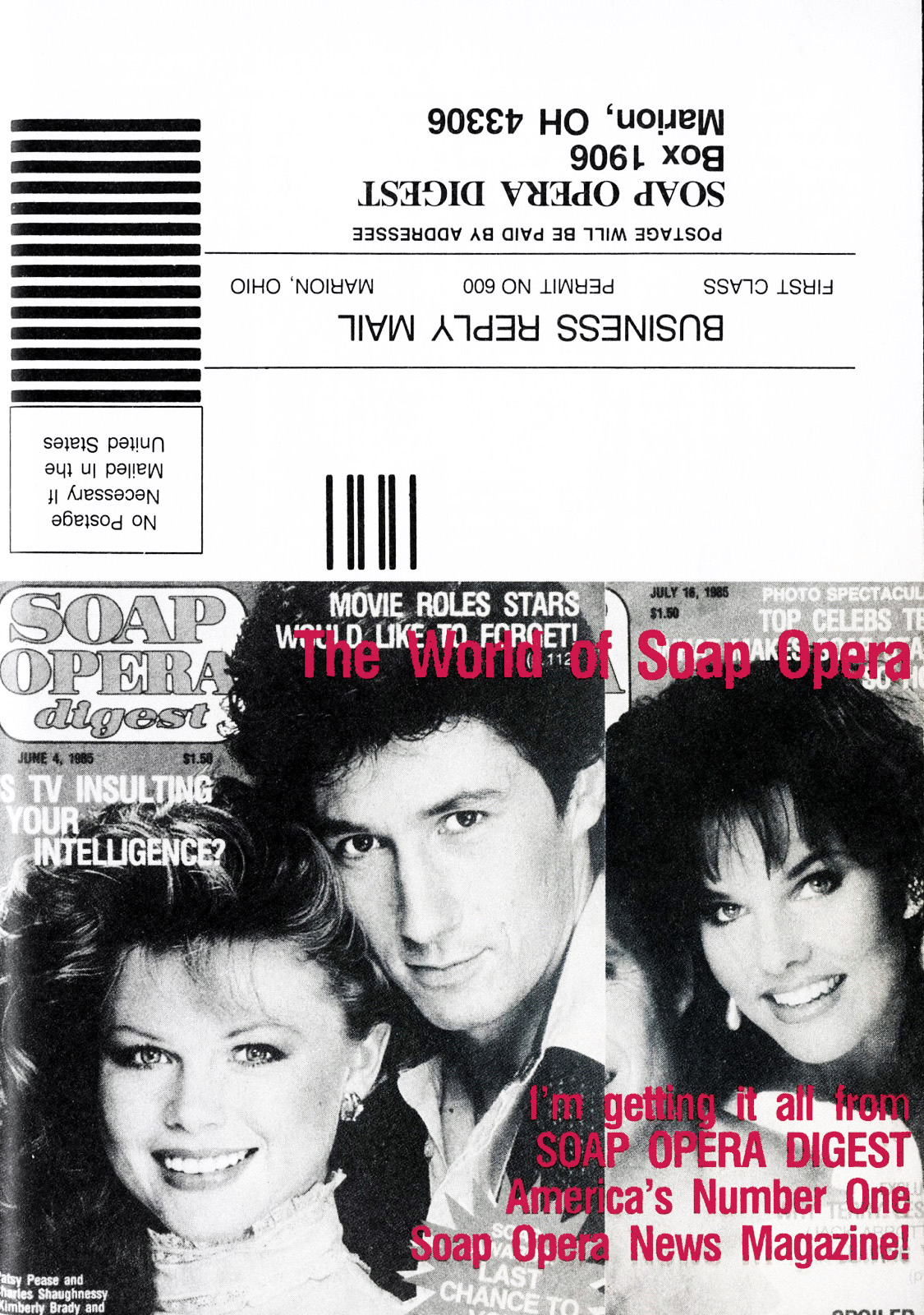 Soap Ads: Soap Opera Digest Subscription Ad - December 03, 1985