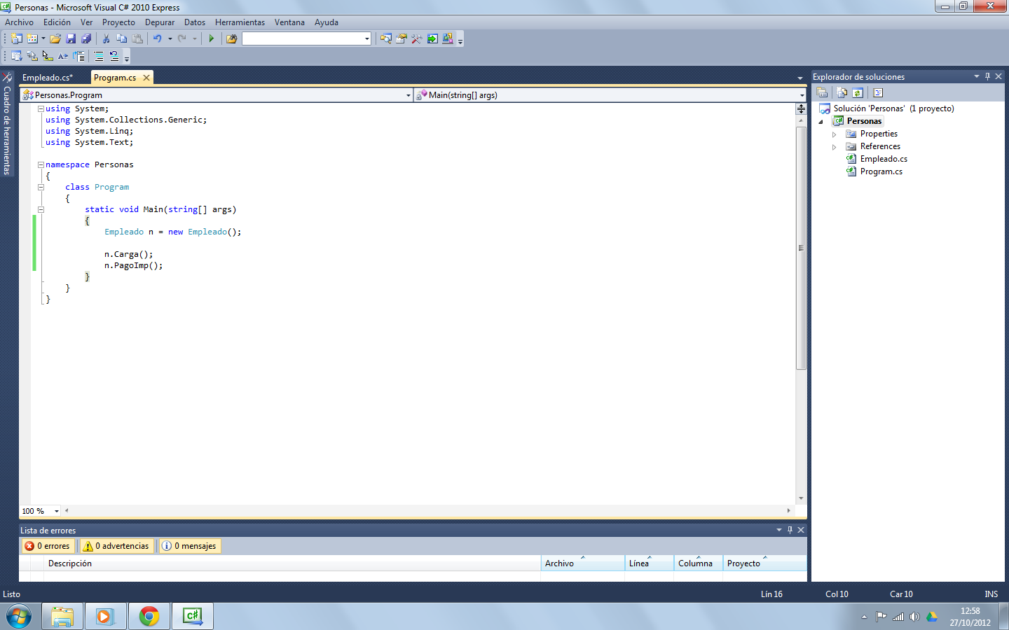 Home Computer Maintenance: Crear un objeto, métodos y atributos en C#