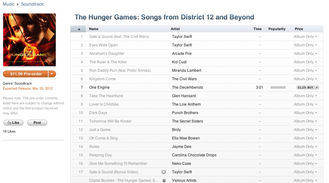 Lista completa de las canciones del soundtrack de The Hunger Games e ...