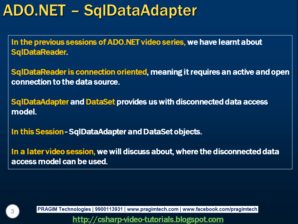 Sql Server Net And C Video Tutorial Part 10 Sql Dataadapter In