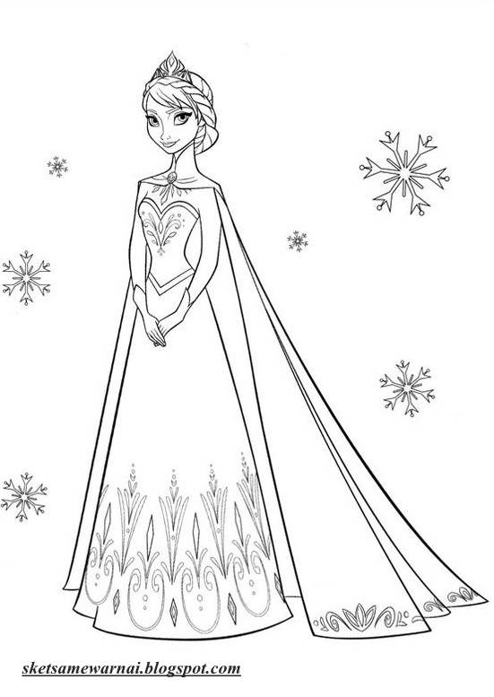 Sketsa Mewarnai Gambar Barbie Elsa - Sketsa Mewarnai