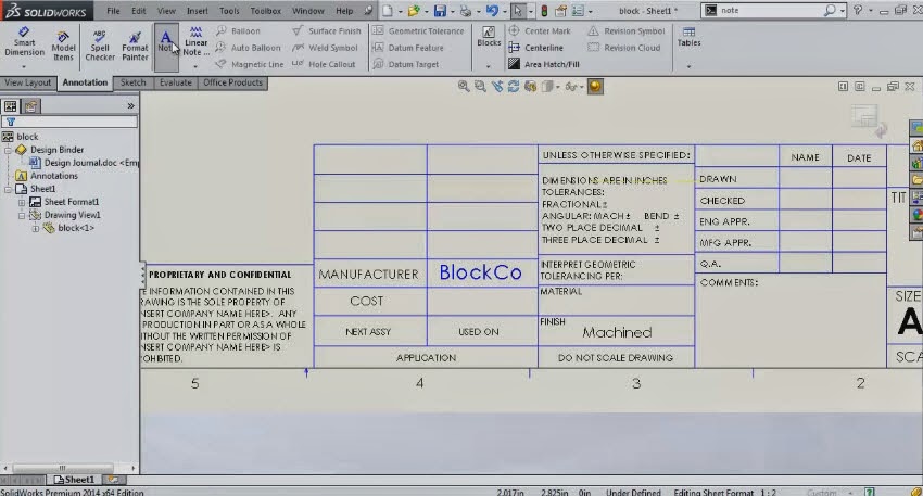 SolidWorks - Define Title Block Table in Drawing page - SolidWorks Share