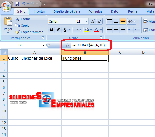 Tecnología e Informática: Funciones de excel: EXTRAE, "Funcion de Texto"