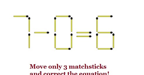 Matchsticks Equation Riddle 7-0=6 | with Answer - Forward Junction Puzzles