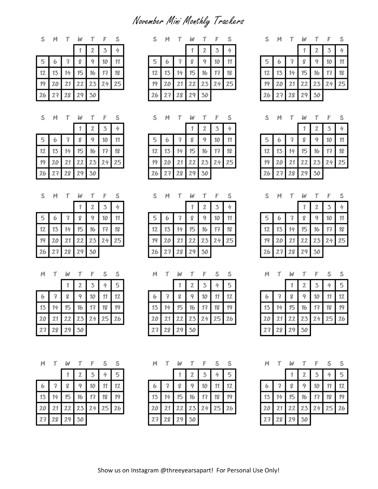 November 2017 Free Bullet Journal and Planner Printable Stickers | 3 ...