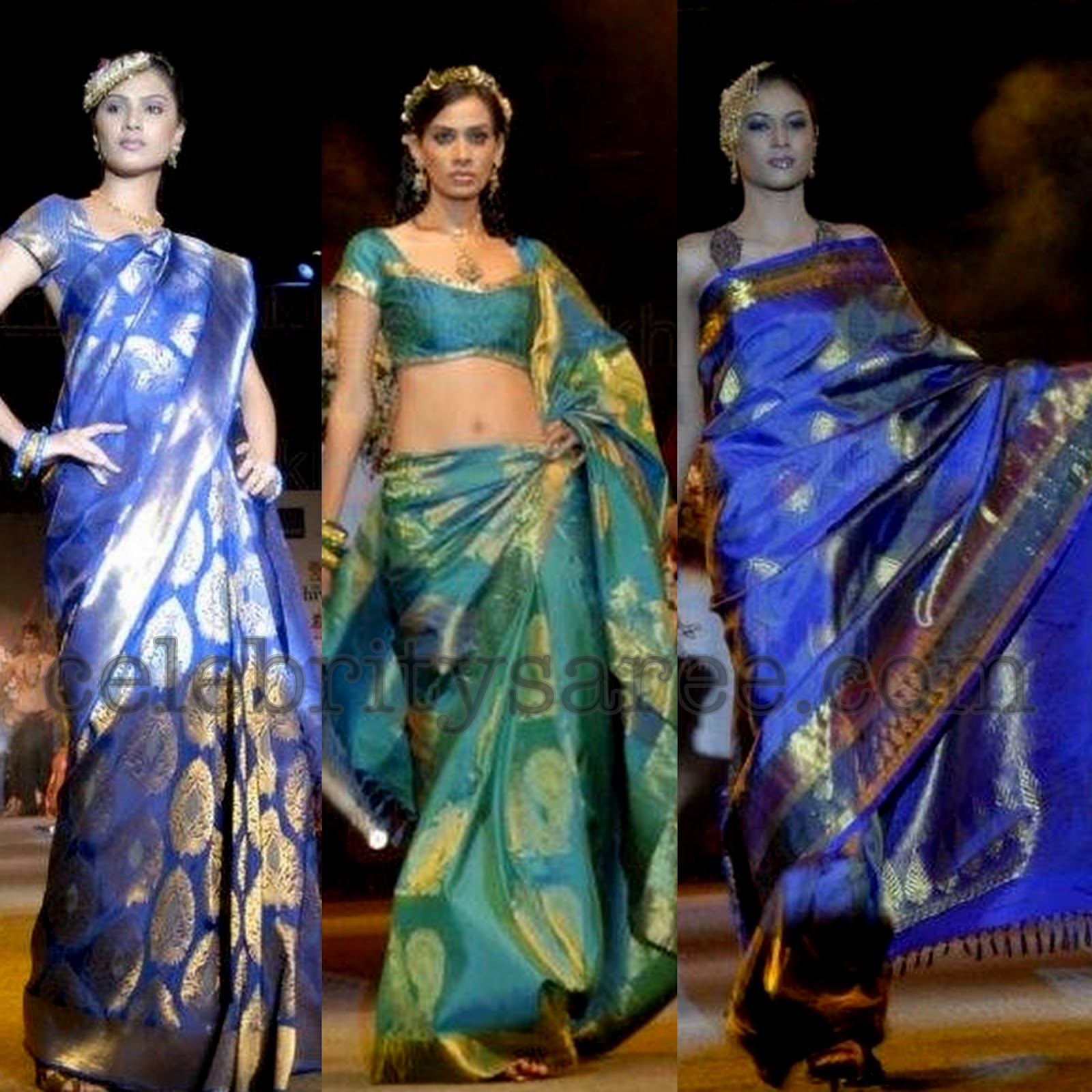 Blue Traditional Silk Sarees - Saree Blouse Patterns