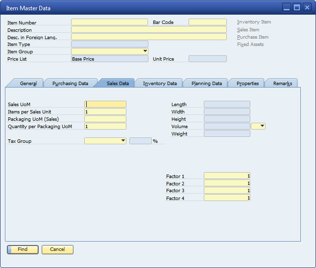 SAP Business One: Item Master Data