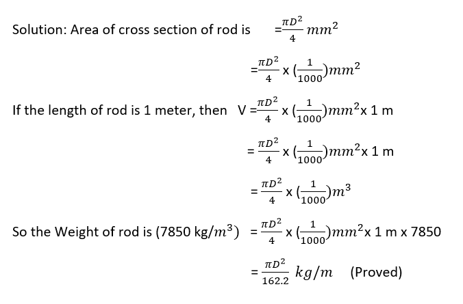 Formula for Unit Weight of Rod - MACON ENGINEERING